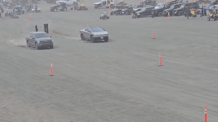 Lightning Strikes! Ford F-150 Crushes Tesla Cybertruck In Sand Drag ...