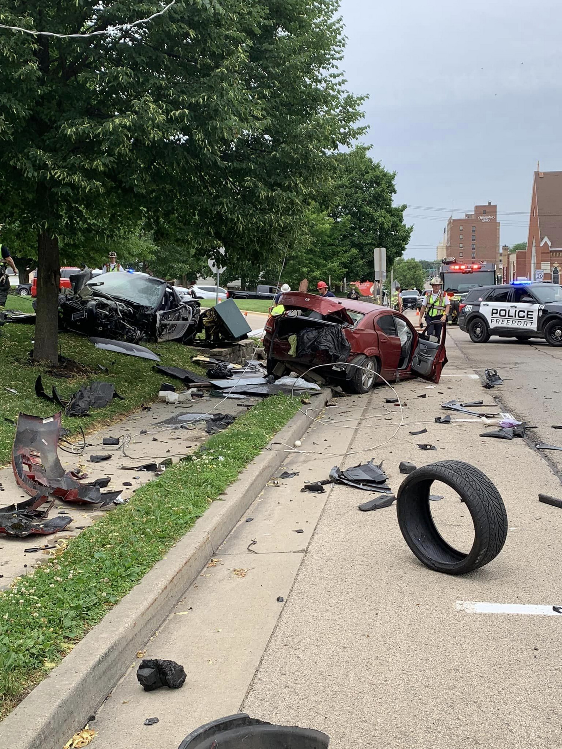 Violent Chevrolet Corvette And Dodge Avenger Crash Sends Four To ...