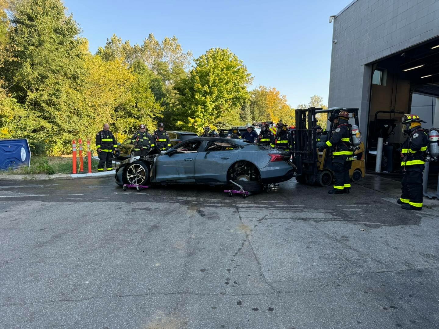 Audi E-Tron GT Bursts Into Flames Inside Dealership | Carscoops