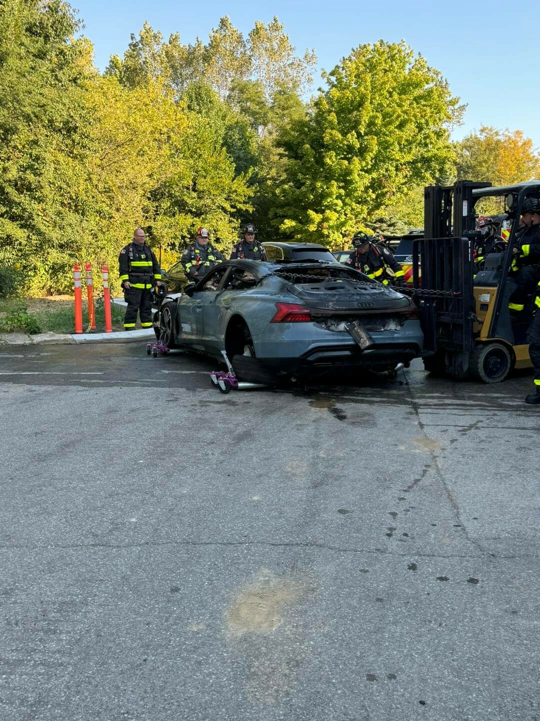 Audi E-Tron GT Bursts Into Flames Inside Dealership | Carscoops