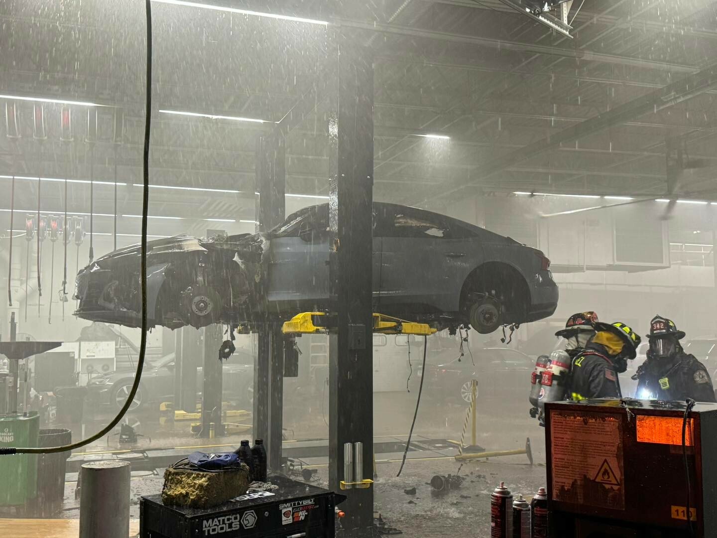 Audi E-Tron GT Bursts Into Flames Inside Dealership | Carscoops