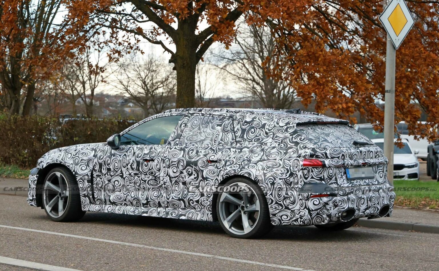 2026 Audi RS5 Avant Shows Off Hybrid Engine’s Fat Oval Tailpipes ...