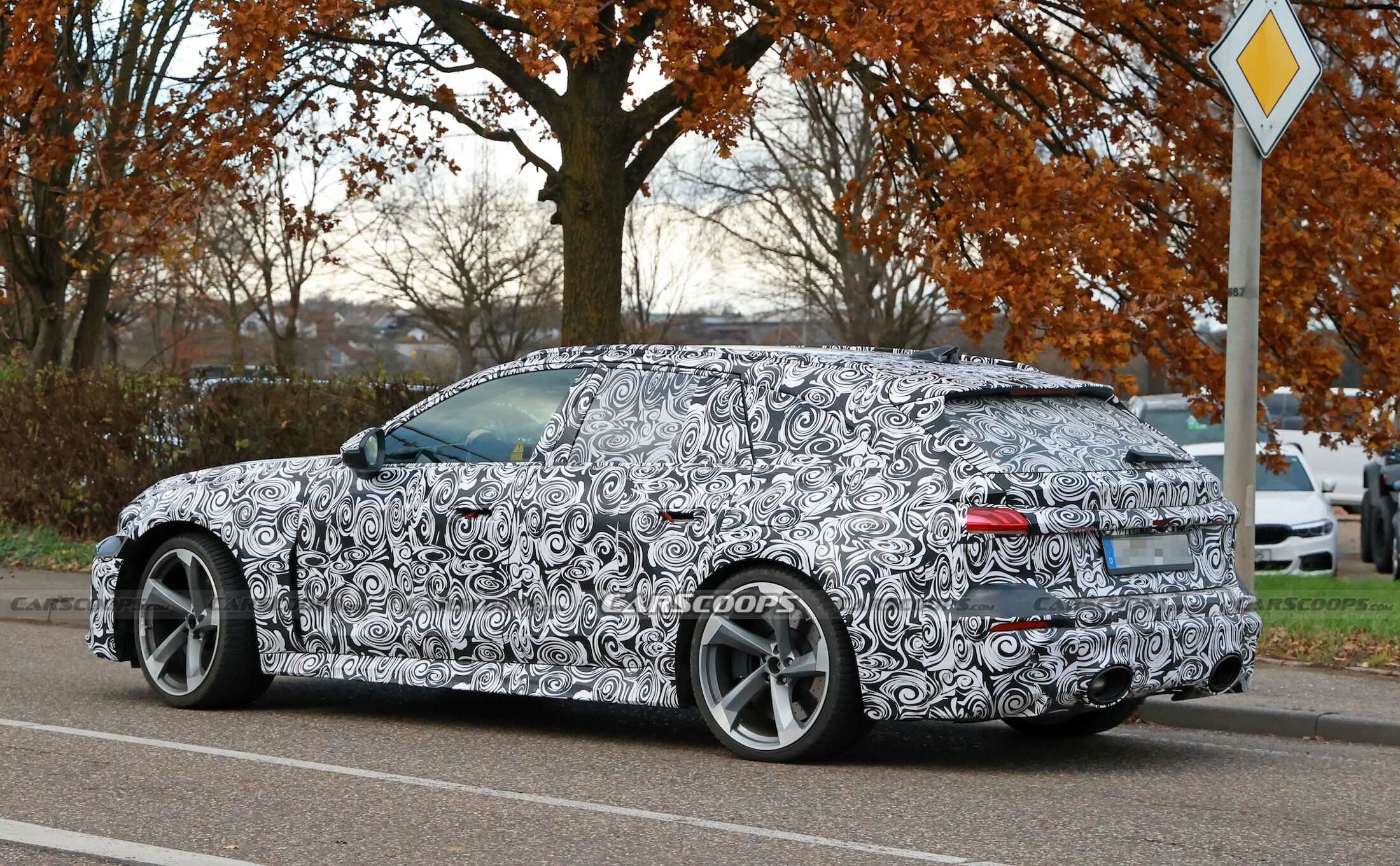 2026 Audi RS5 Avant Shows Off Hybrid Engine’s Fat Oval Tailpipes ...