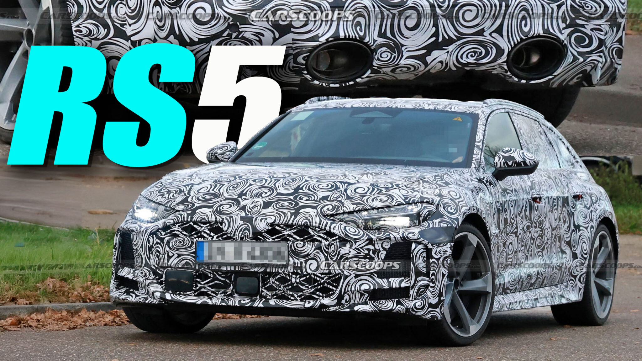 2026 Audi RS5 Avant Shows Off Hybrid Engine’s Fat Oval Tailpipes ...