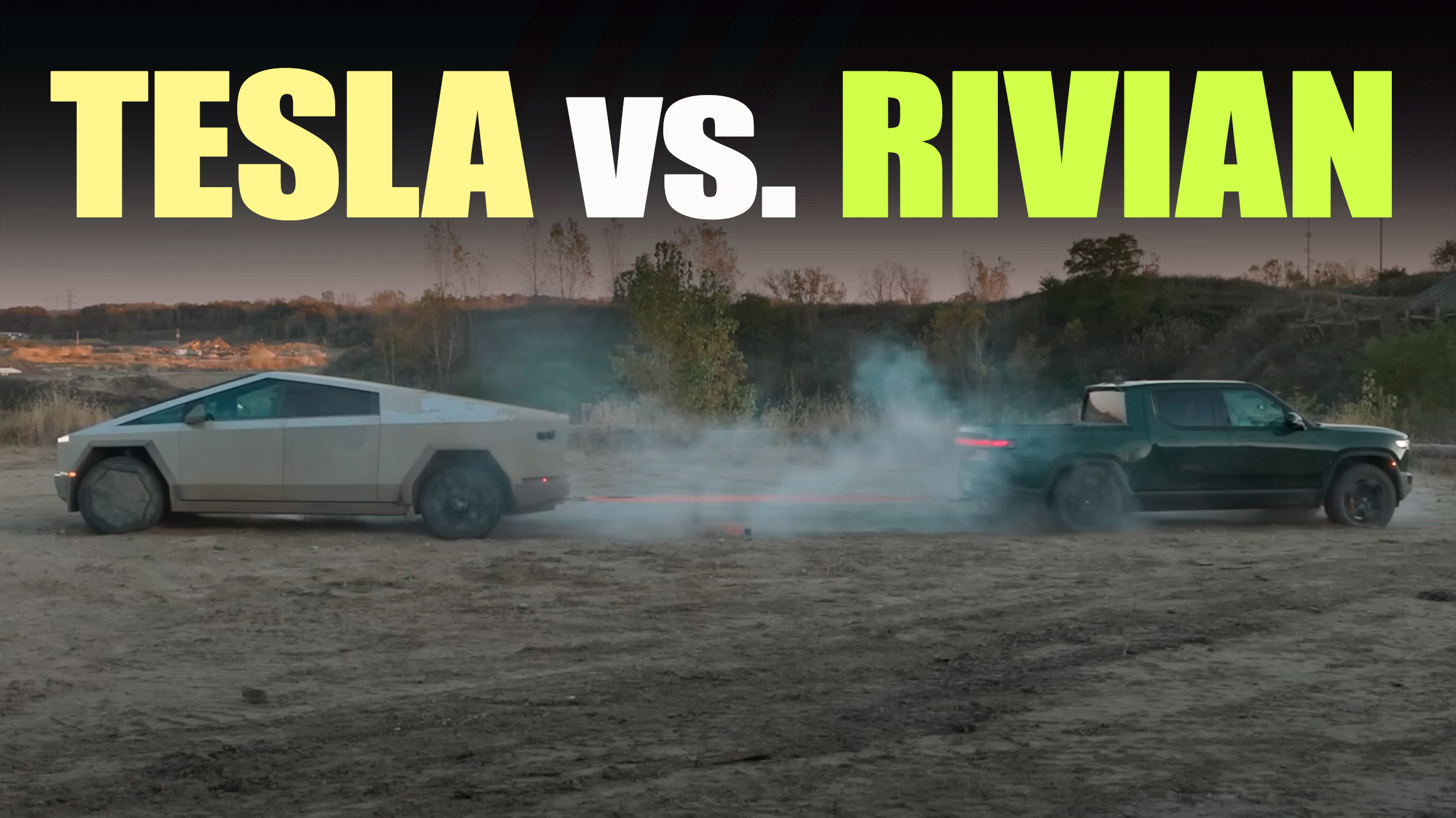 Rivian R1T Takes Down Tesla Cybertruck In A Dirt-Pulling Tug-of-War ...
