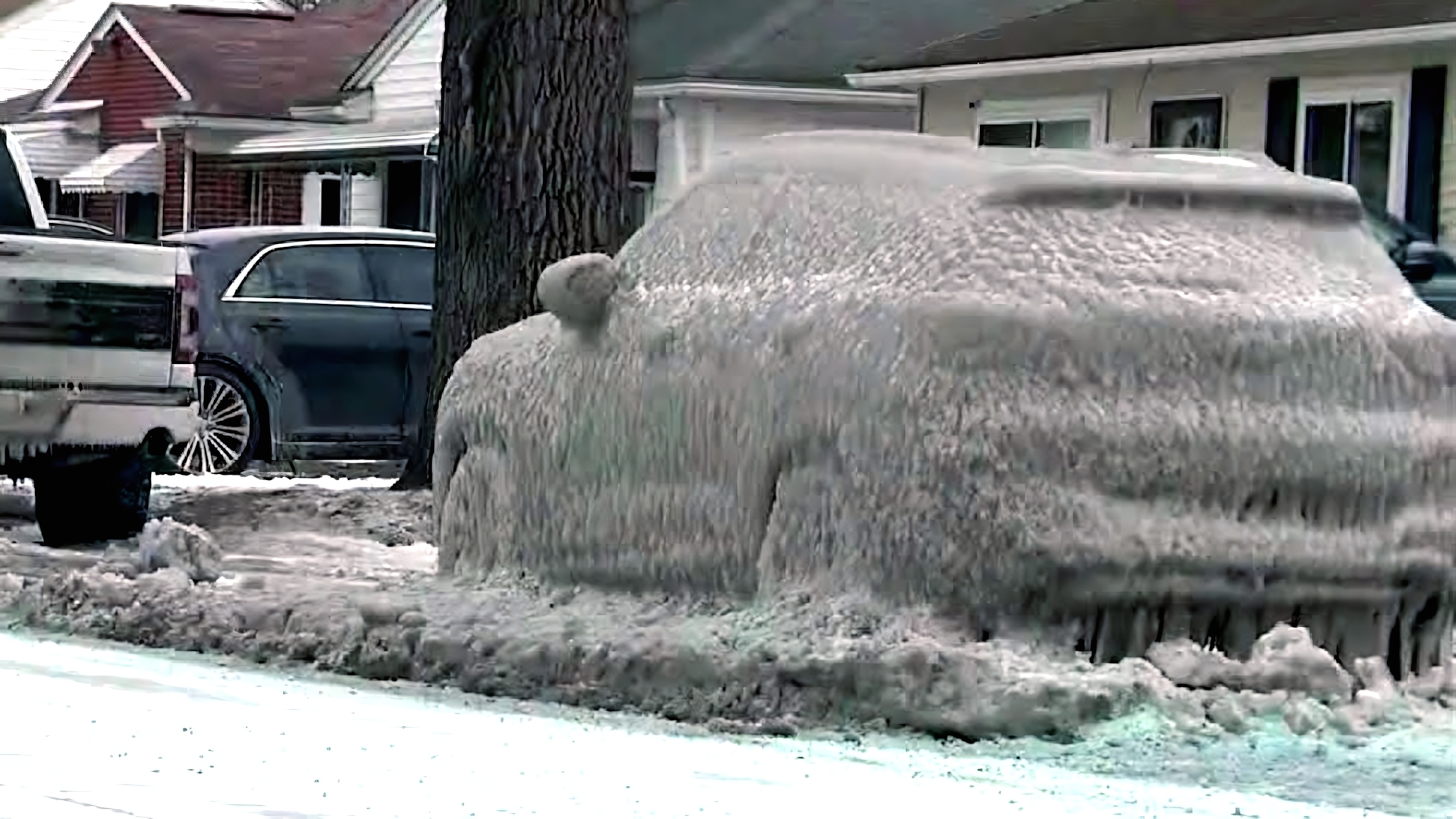 Broken Water Main And Freezing Temps Turn Cars Into Giant Popsicles ...