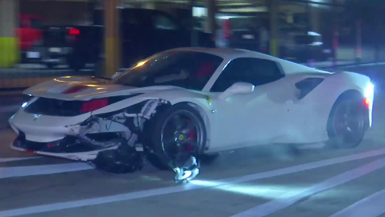 Mangled Ferrari F8 Spider Spotted Driving On LA Highway | Carscoops