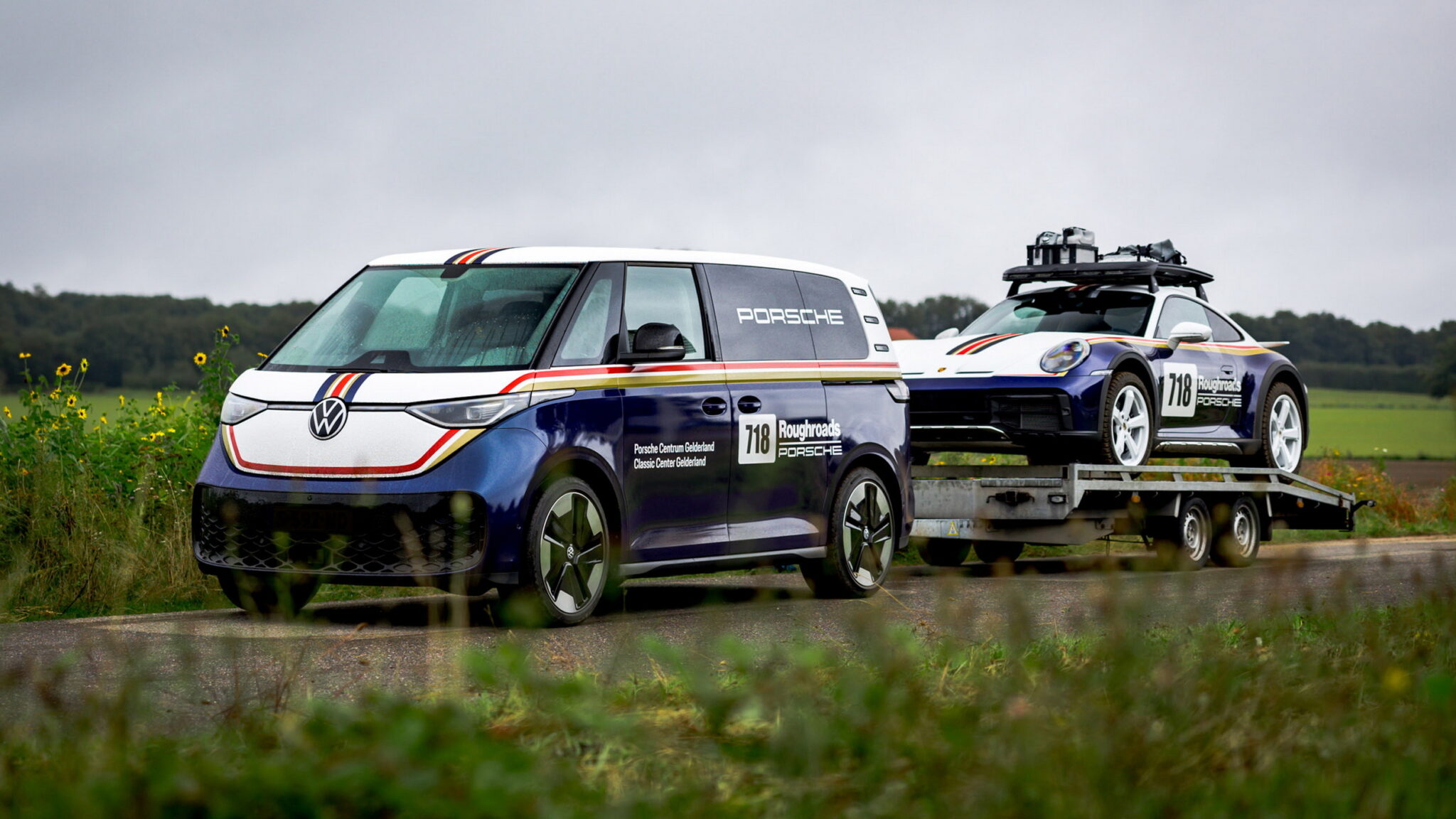 Porsche’s One-Off VW ID. Buzz Rocks Rothmans Livery To Tow Matching 911 ...