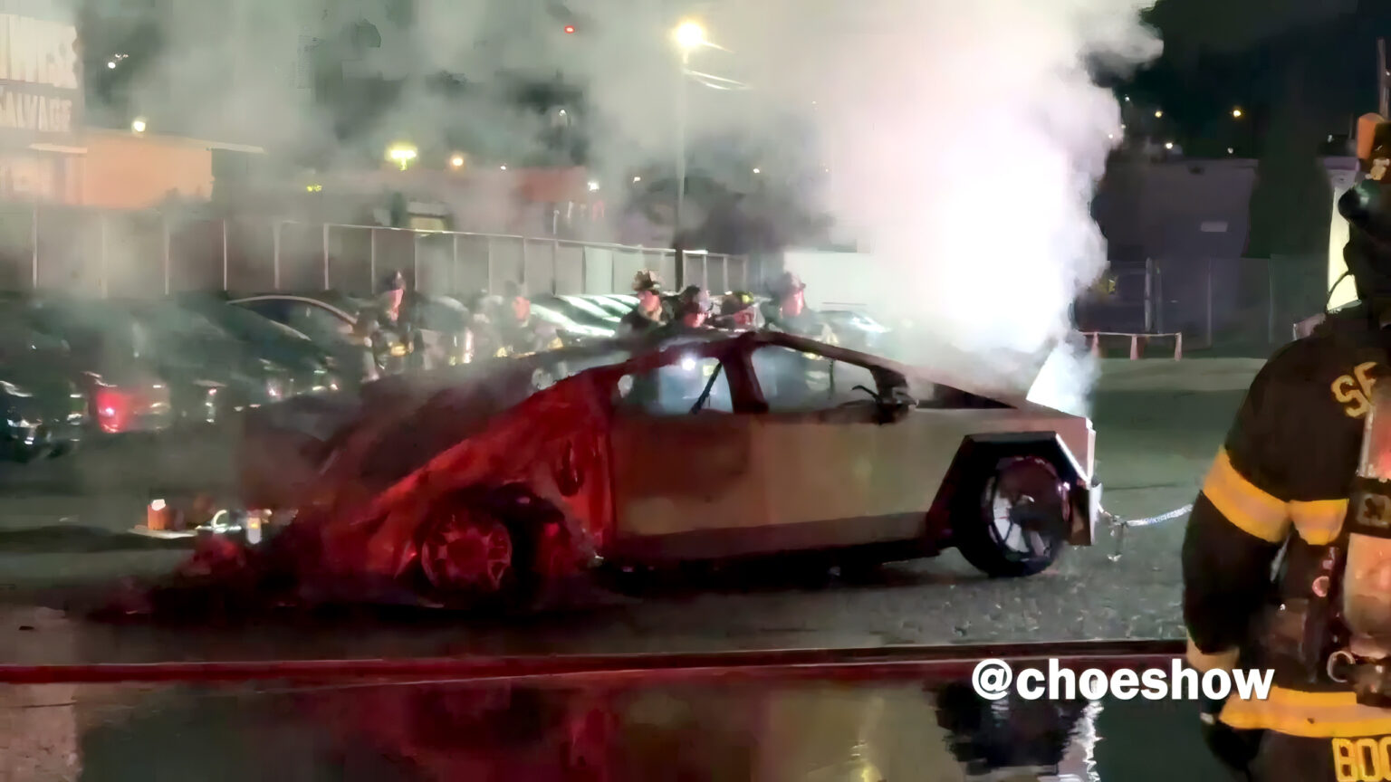 Four New Cybertrucks Burned At Tesla Storage Lot Fire | Carscoops